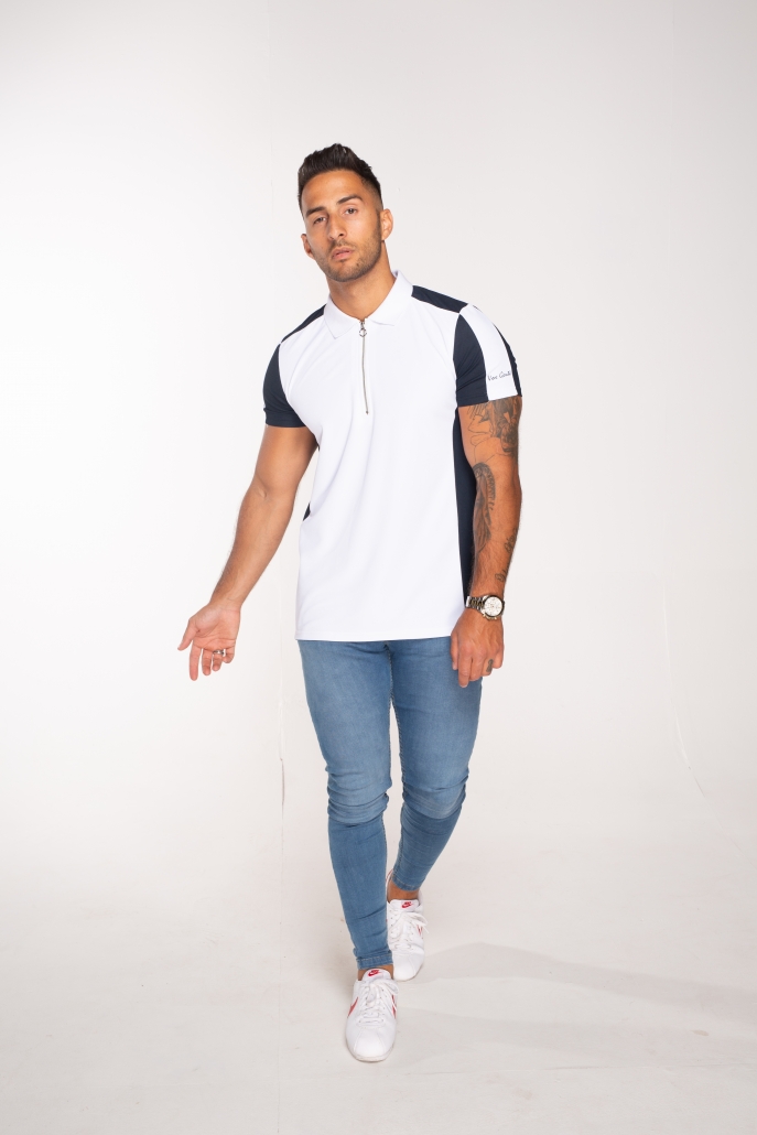 White Contrast Panel Polo - Vox Gentè
