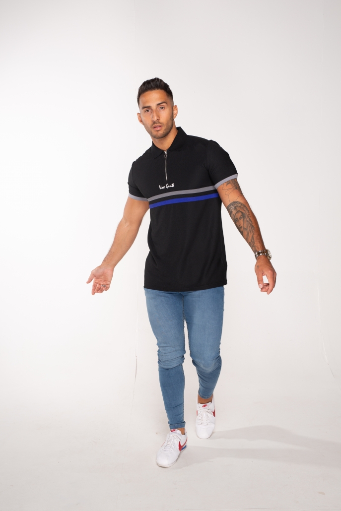 Black Polo with Horizontal Stripe - Vox Gentè